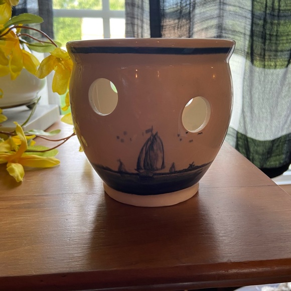 Vintage | Accents | Vintage Delft Planter Crocus Bulb Windmill Blue ...